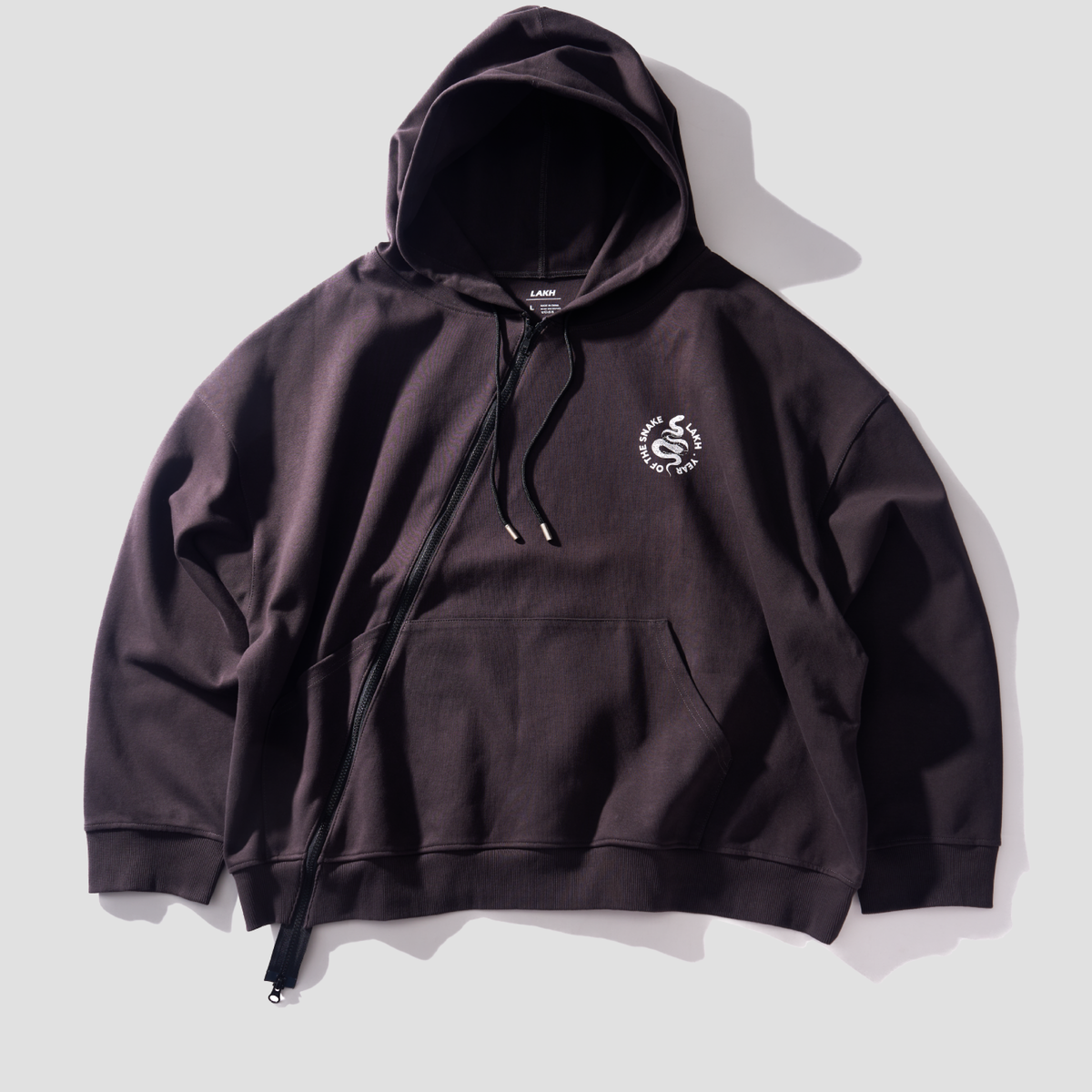 YOTS Slanted Zip-Up Hoodie - Grey – LAKH